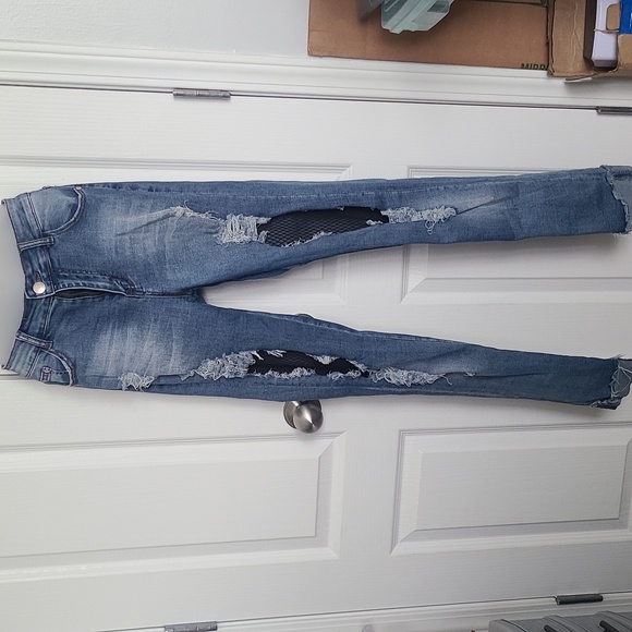 Blue Topic | Jeans | Distressed Look Jeans With Black Netting | Poshmark